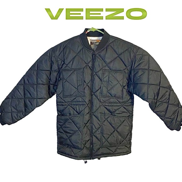 Jackets & Coats | Veezo Wear Vintage Quilted Black Jacket Mens Xl Full ...